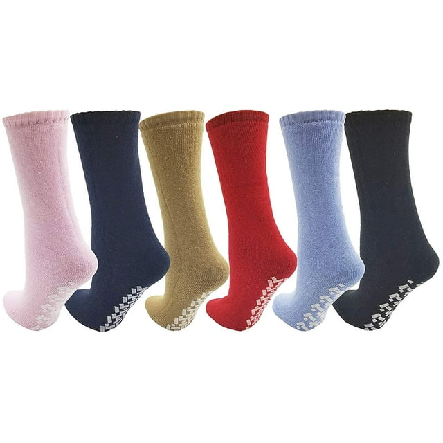 Anti-Slip Slipper Socks, 6 Pairs, Gripper Bottom Indoor House Non-Skid ...