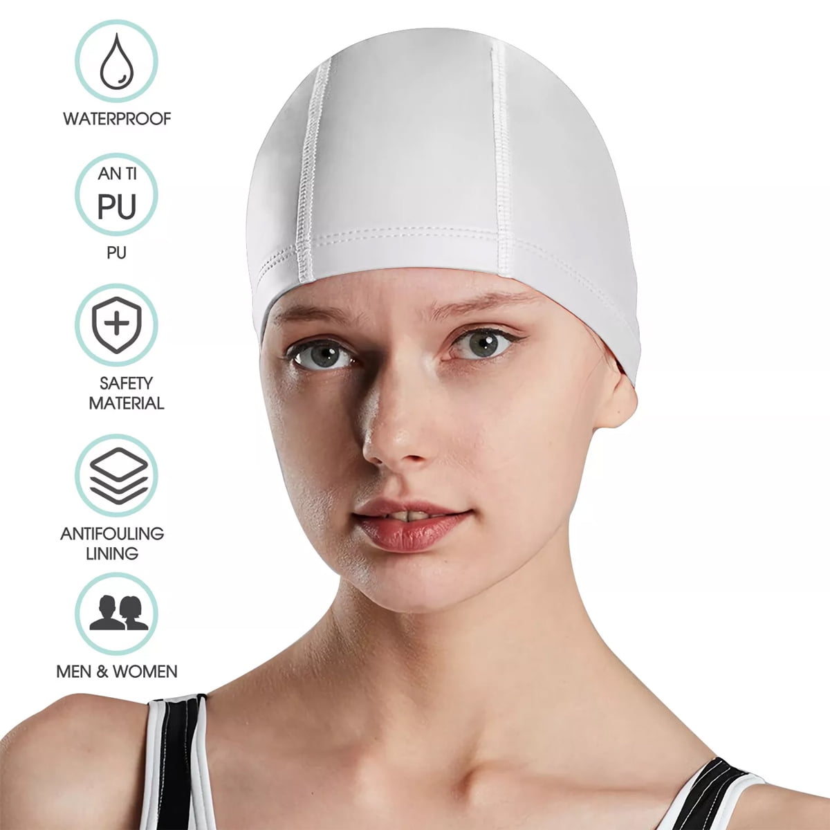 Anti-Slip Swimming Cap, Waterproof Bathing Pool Swimming Cap Cover Ears ...