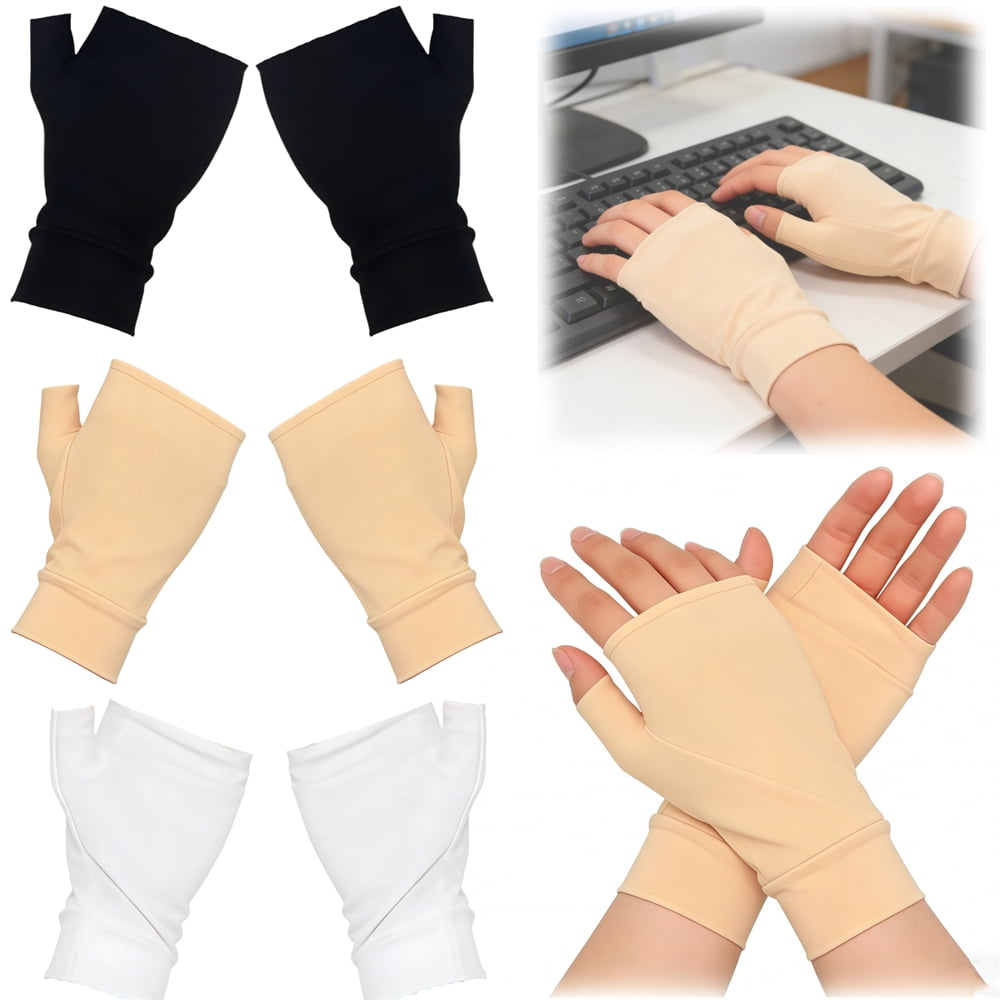 Anti-Slip Thin Guard Gloves 3 Pairs, Multicolor Elastic Fingerless ...