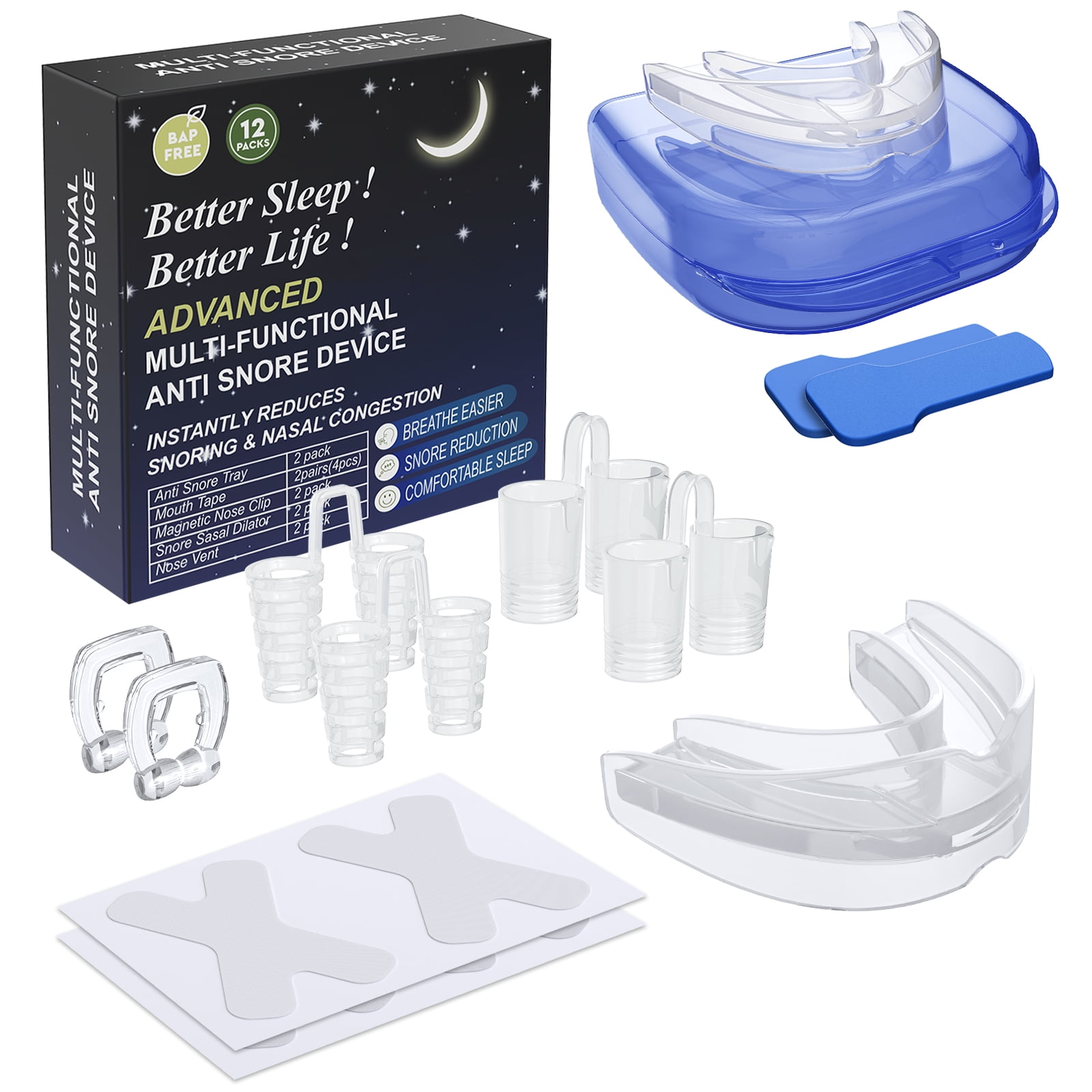 Anti Snore Devices, 12 Packs Anti Snoring Solution, Snoring Solution ...