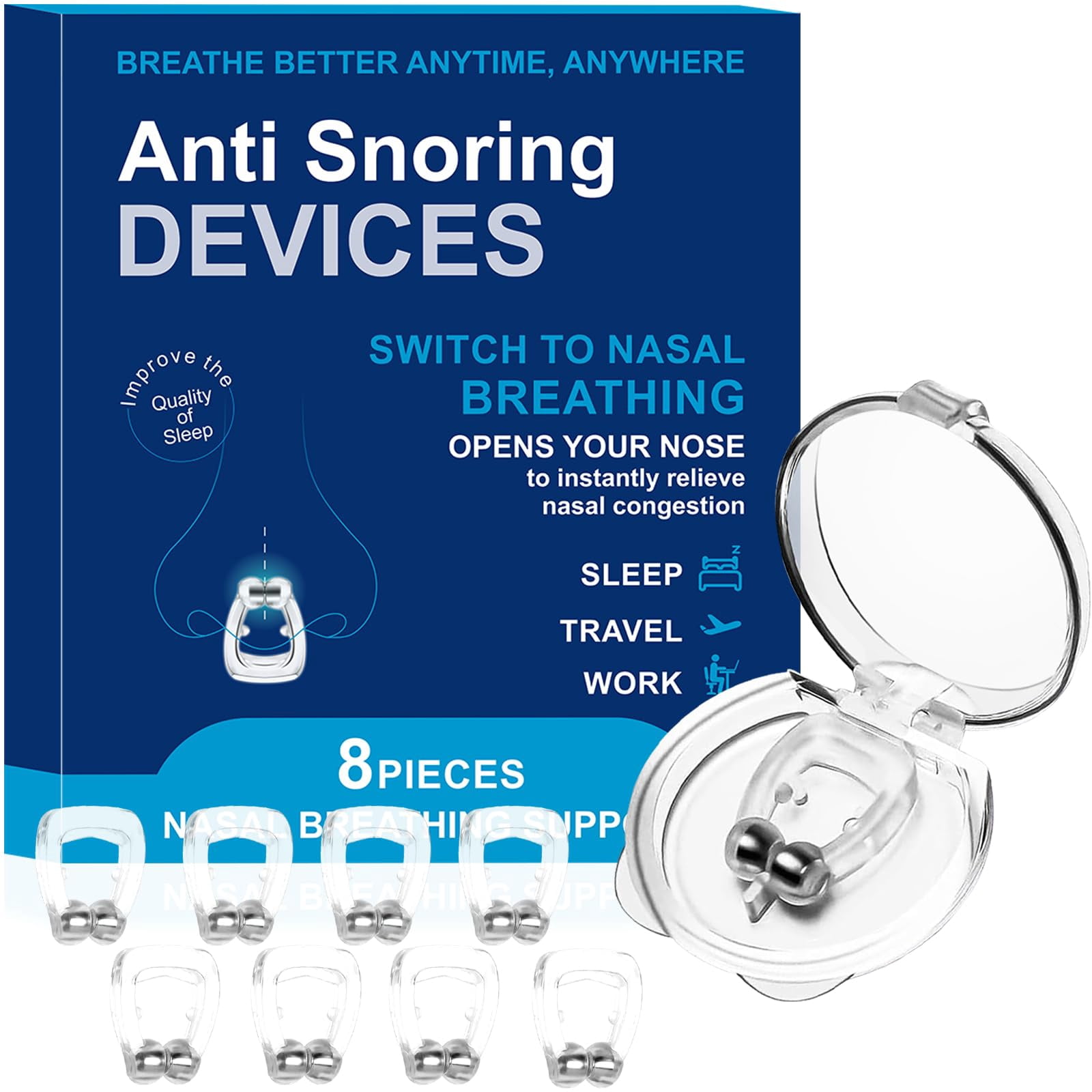 Anti Snoring Devices, Silicone Magnetic Snoring Nose Clip for Sleeping ...