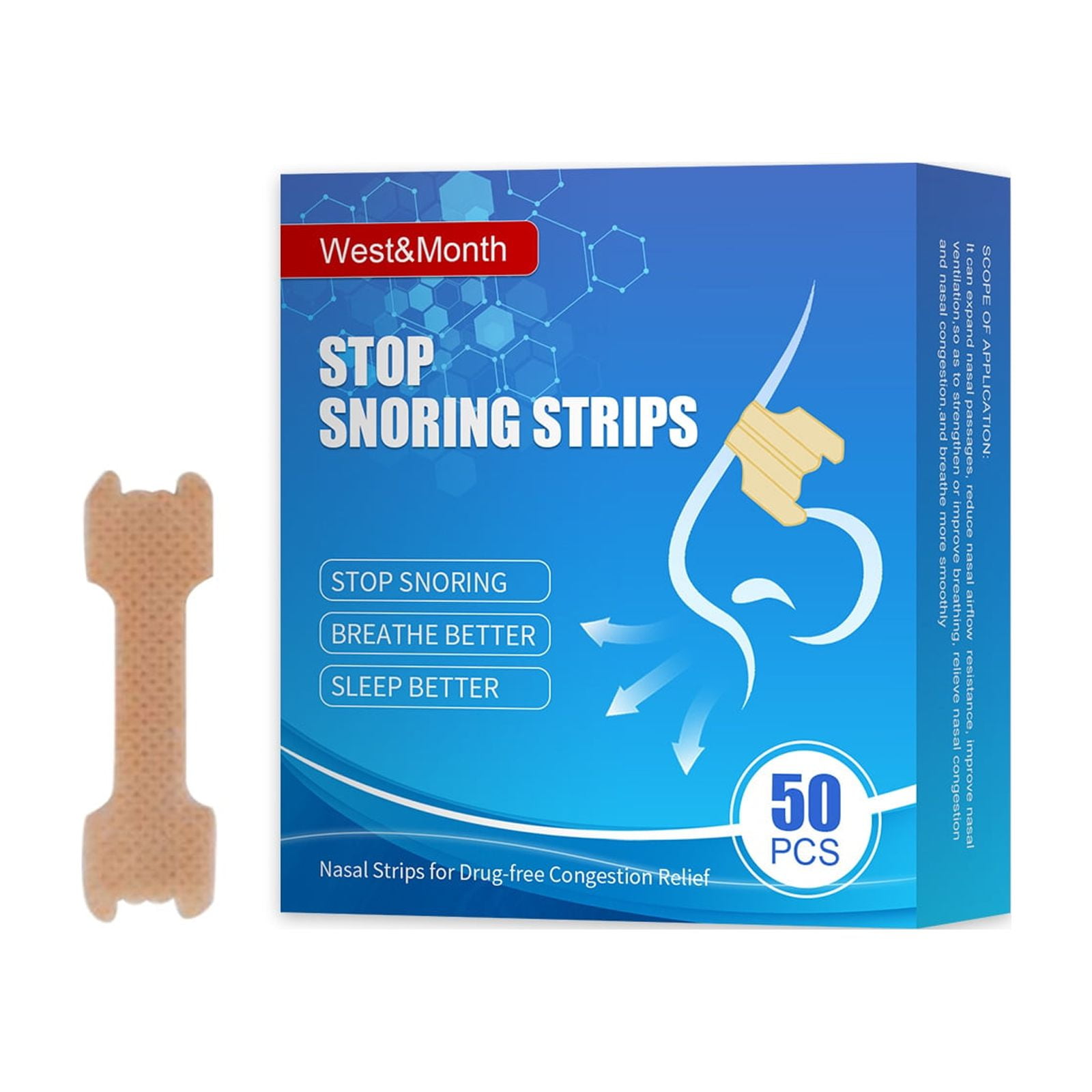 Anti Snoring and Nose Congestion Nasal Strips by WEST&MONTH 50PCS ... Anti Snoring and Nose Congestion Nasal Strips by WEST&MONTH 50PCS ...