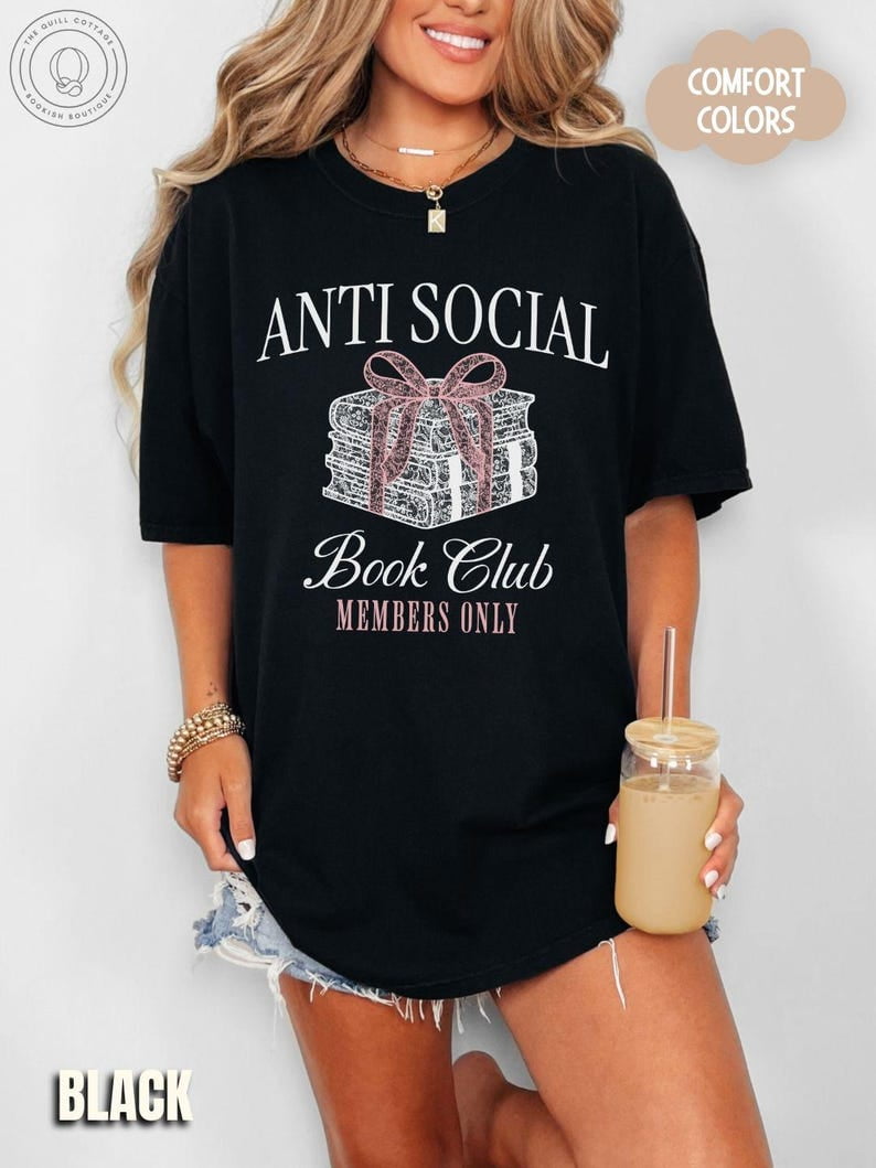 Anti-Social Book Club Shirt, Bookish Coquette Lace Reading Shirt, Book ...
