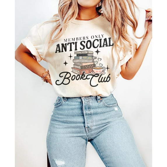 Anti-Social Book Club T-Shirt - Bookish Shirt for Introverts, Readers ...