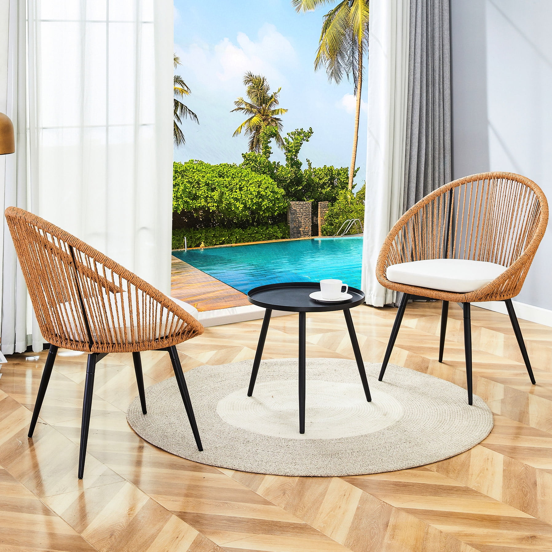 Anti-Spill Table, Swivel Rattan Chairs - Offer Comfortable Tea Space ...