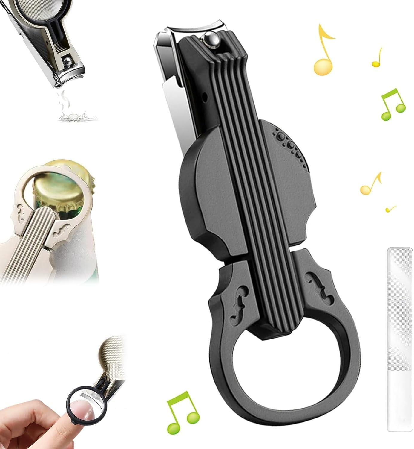 Anti-Splash Nail Clippers with Magnifying Glass, 2-in-1 Stainless Steel ...