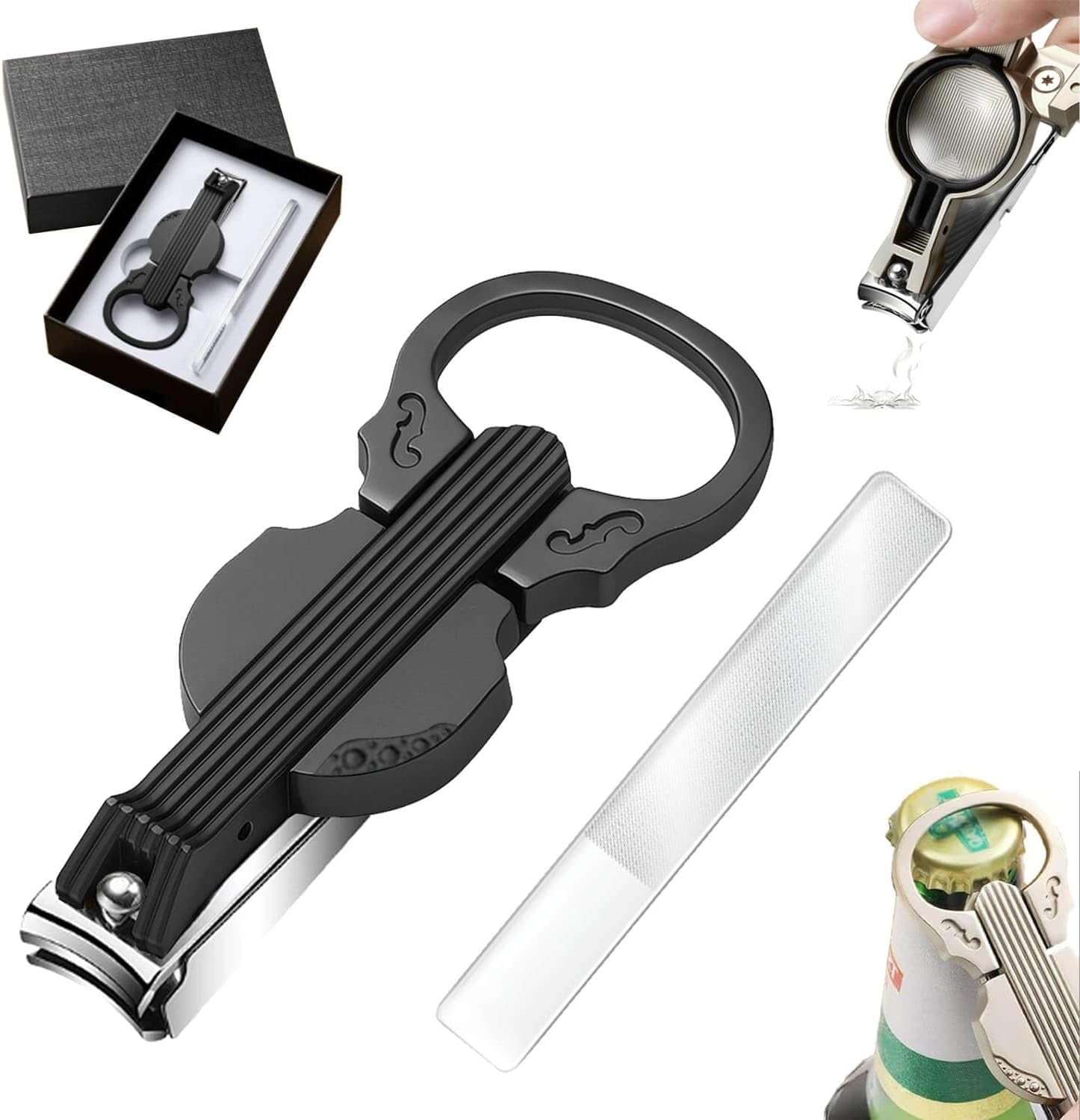 Anti-Splash Nail Clippers with Magnifying Glass, 2-in-1 Violin Shaped ...