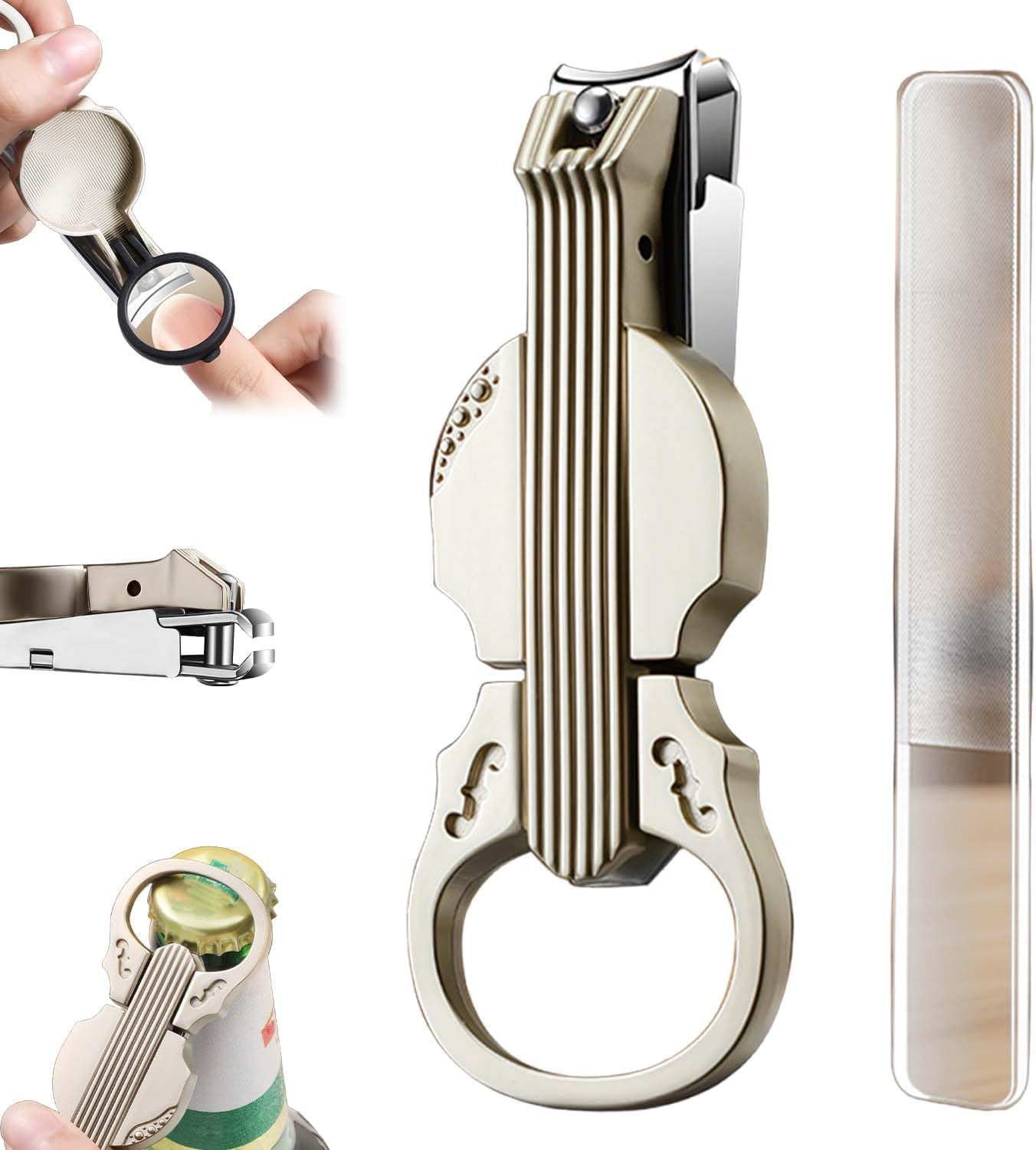 Anti-Splash Nail Clippers with Magnifying Glass, 3-in-1 Stainless Steel ...