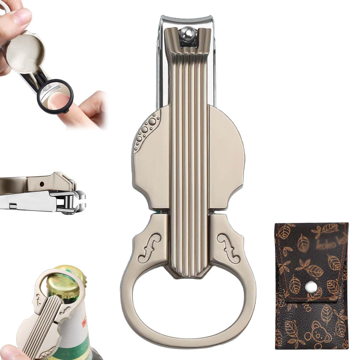 Anti-Splash Nail Clippers with Magnifying Glass, 3-in-1 Stainless Steel ...