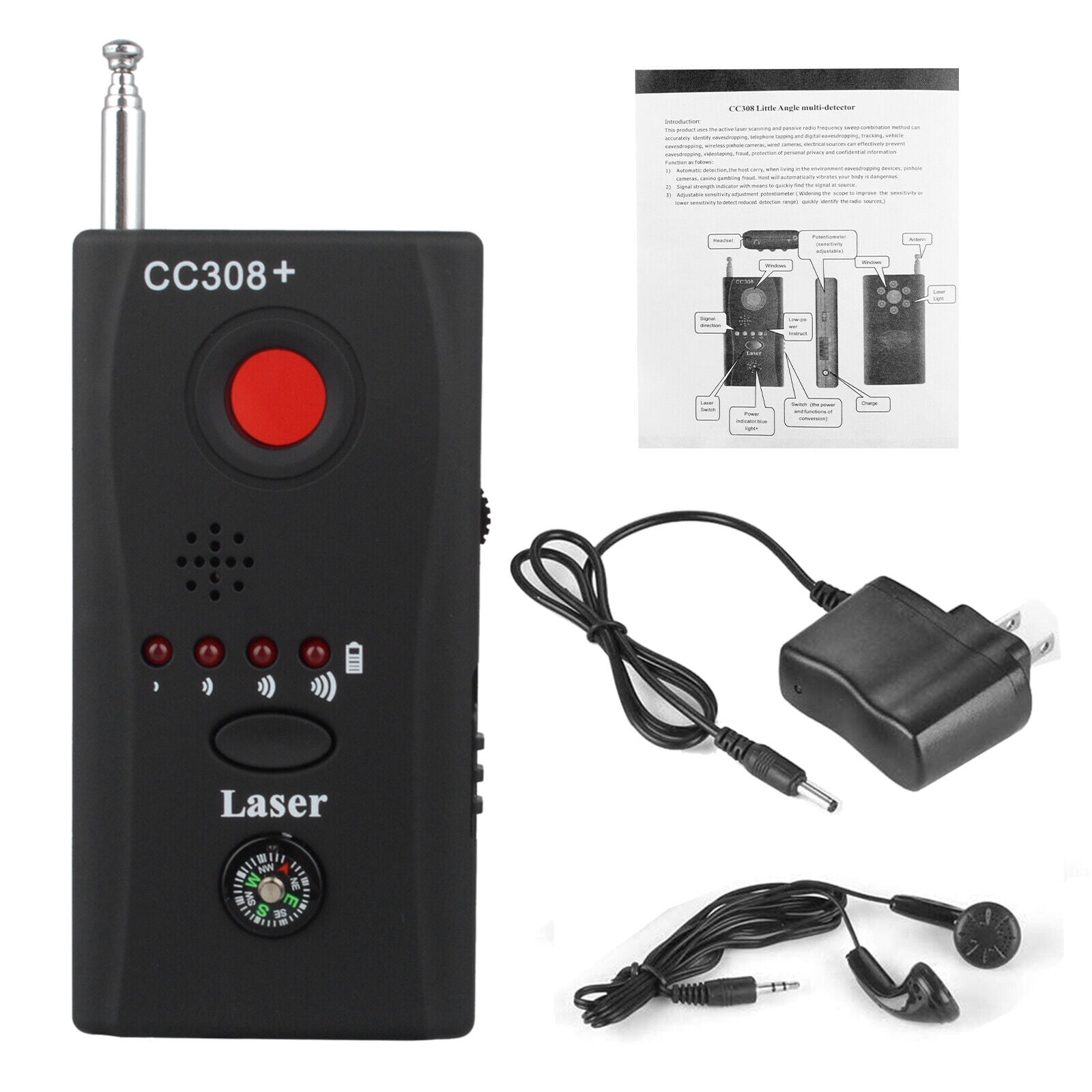 Anti-Spy RF Signal Bug Detector CC308+ Hidden Camera Detector Laser ...