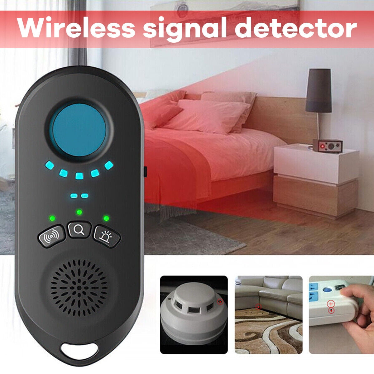 Anti-Spy Signal Bug RF Detector Hidden Camera Laser Lens GSM GPS Device ...