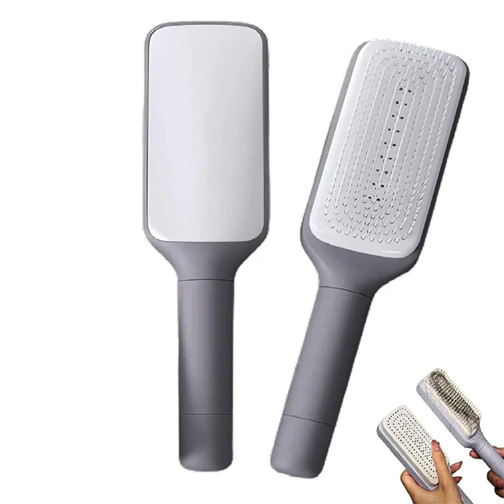 Anti-Static Self Cleaning Hair Brush,Easy Clean Hair Brush with ...