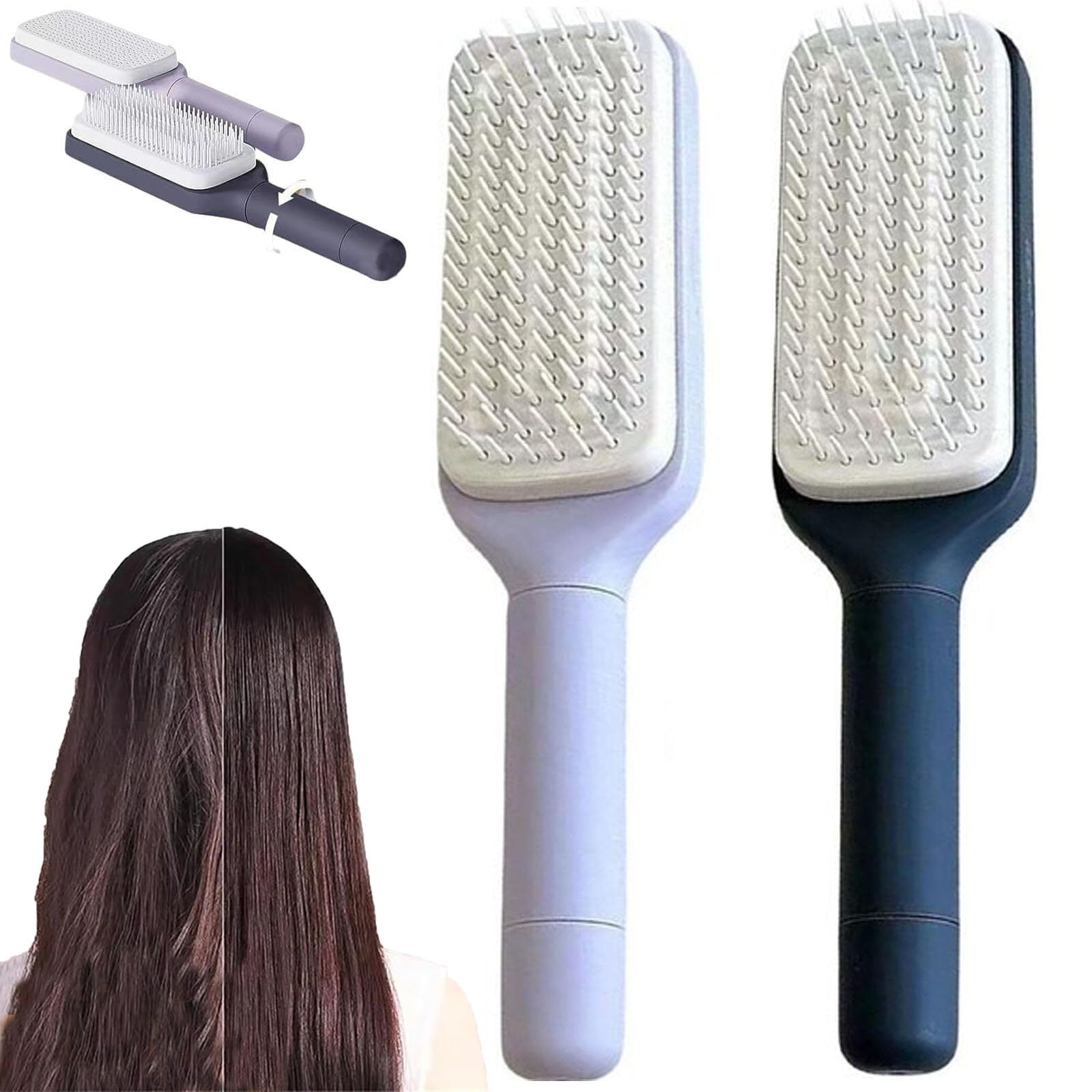 Anti-Static Self-Cleaning Hair Brush, Retractable Bristles for ...