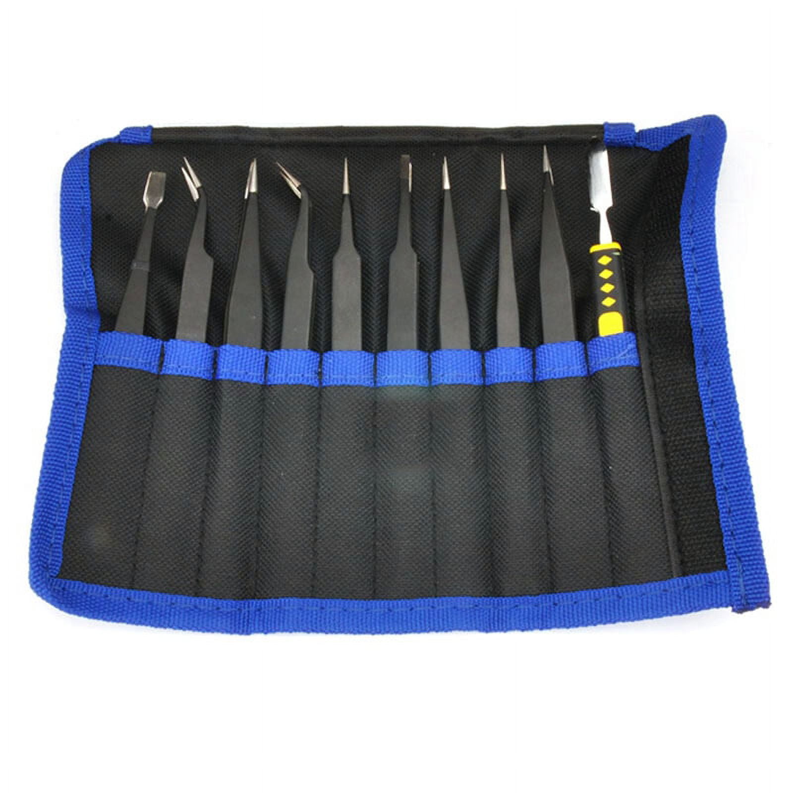 Anti-Static Tweezers Combination Set Cloth Bag 10-Piece Set Elbow ...