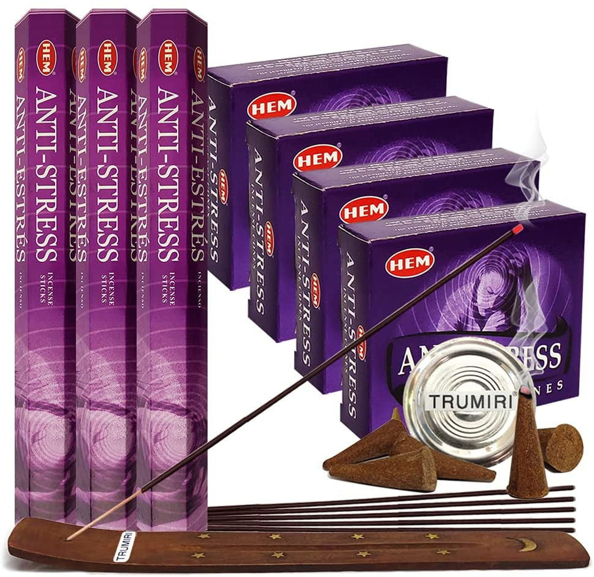 Anti Stress Incense sticks and cone incense holder variety pack bundle ...