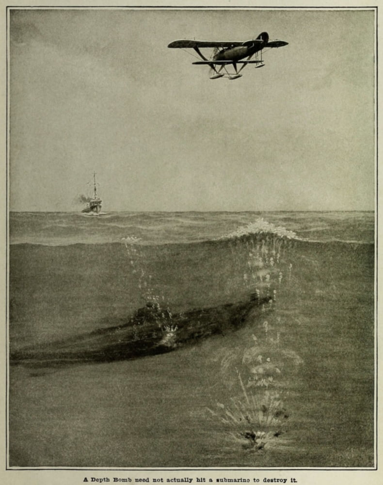 Anti-Submarine Depth-Charge Dropped From An Airplane Explodes ...