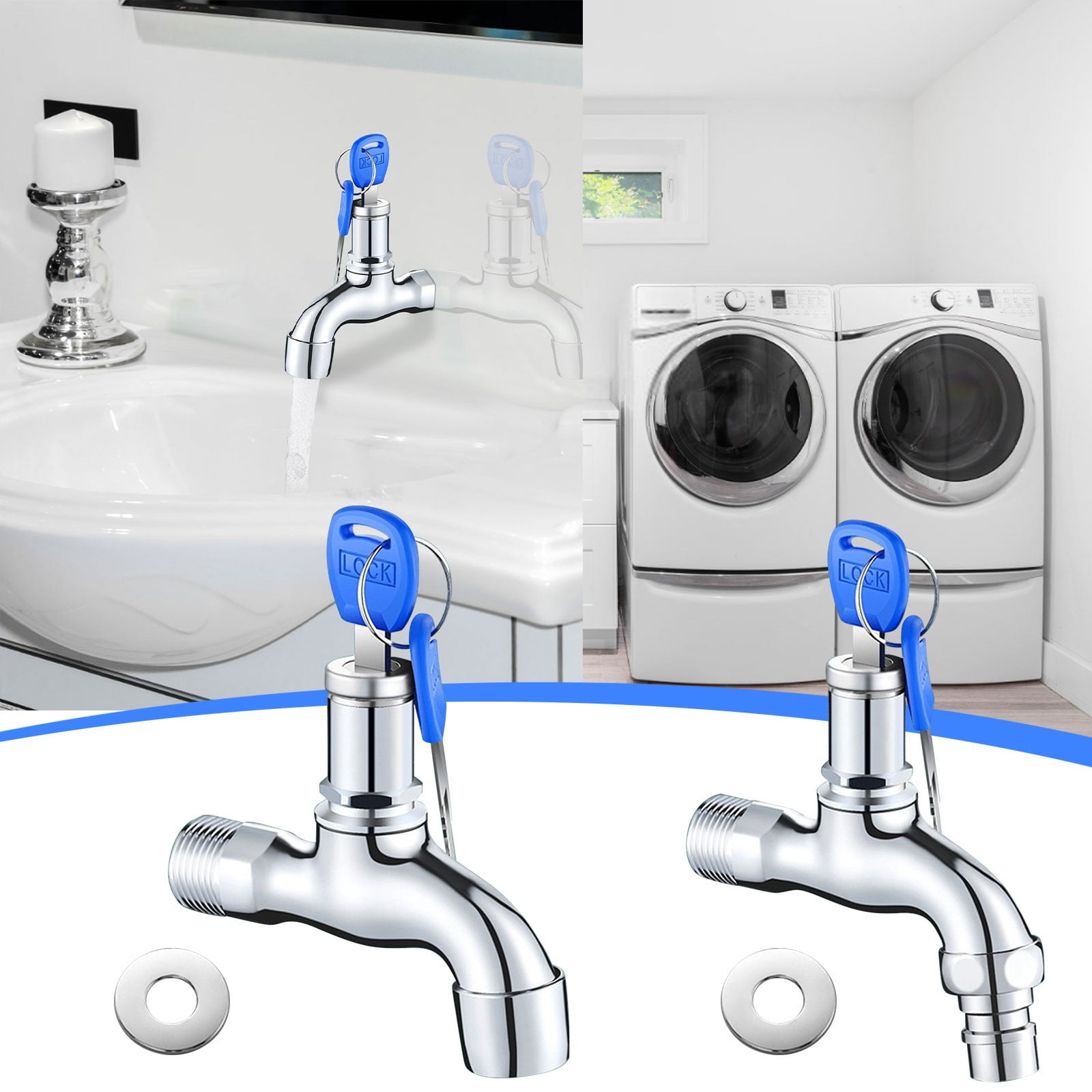 Anti-Theft Alloy Lock Tip Faucet | Keyed Security Water Valve | Chrome ...