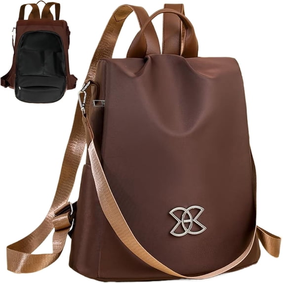 Anti-Theft Backpack for Women Brown Nylon Stylish Anti-Theft Bags for ...
