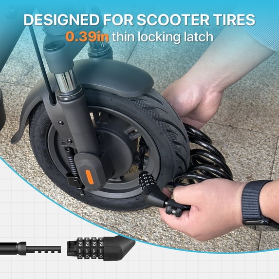Anti-Theft Electric Scooter Cable Lock, 5.9FT Waterproof Keyless ...