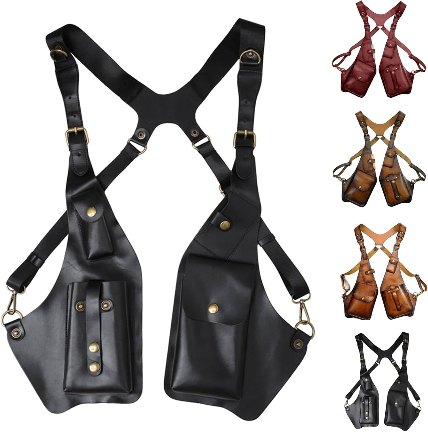 Anti-Theft Harness Wallet, Leather Underarm Double Shoulder Bag For Men ...