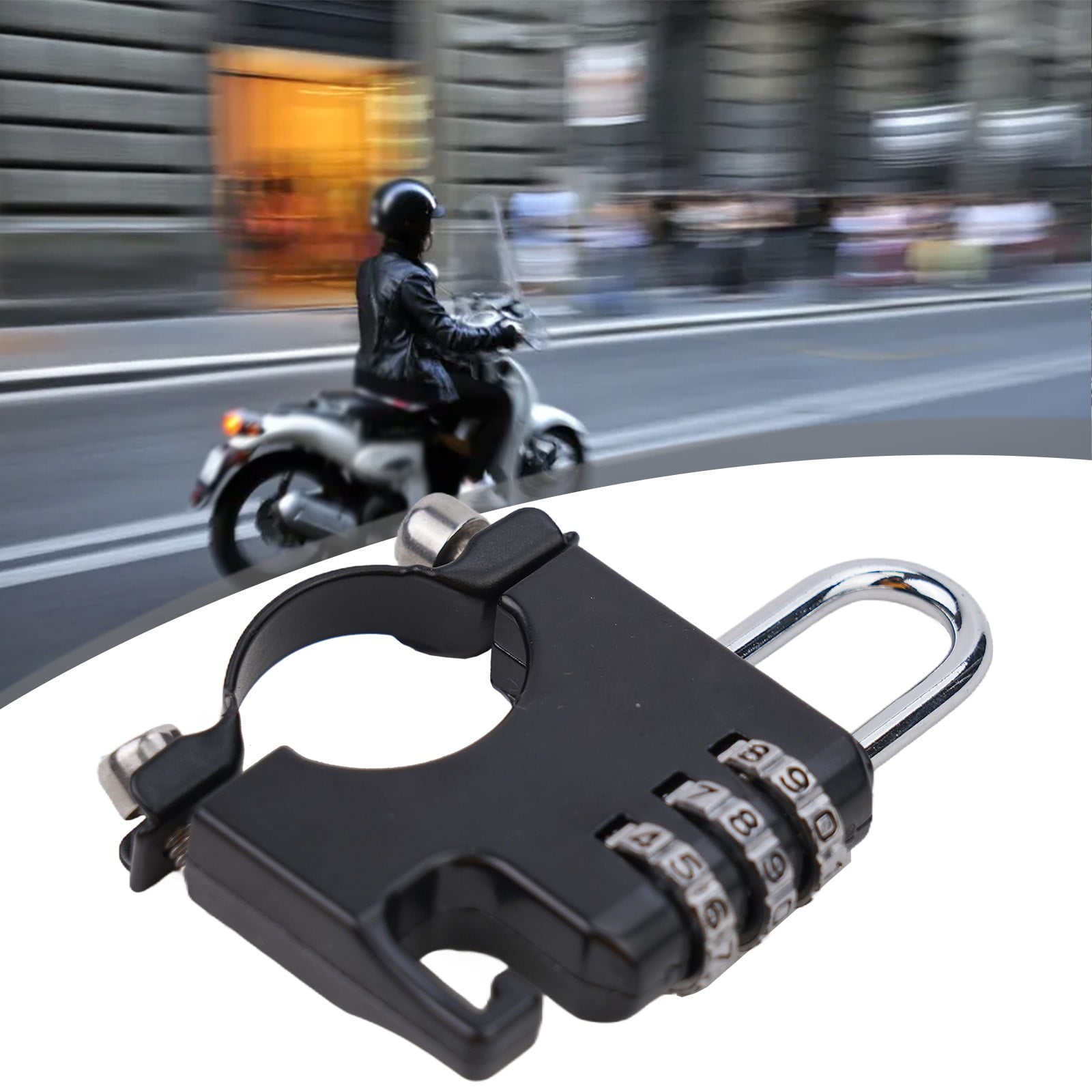 Anti-Theft Helmet Combination Lock for Motorbike Handlebars - Metal ...