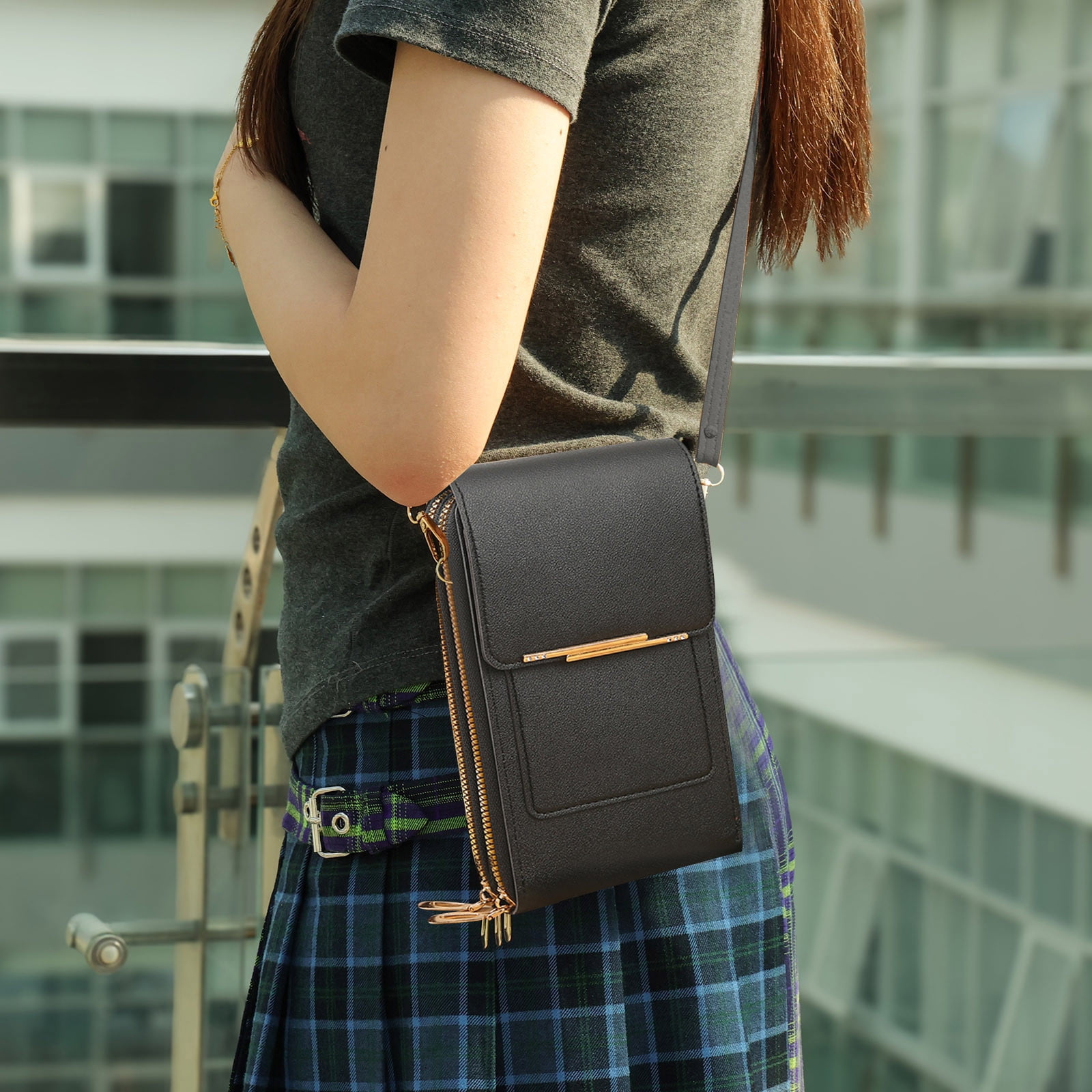 Anti-Theft Leather Phone Crossbody Bag for Women | Touch Screen ...