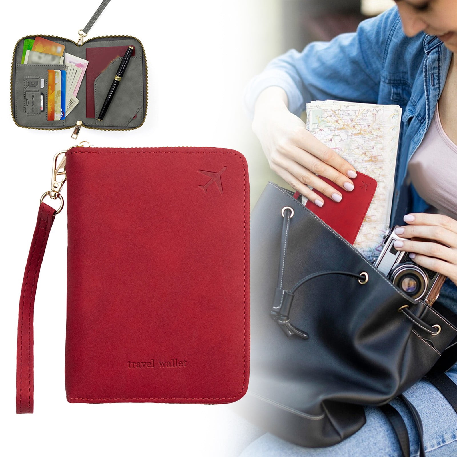 Anti Theft Passport Travel Bag Document Organizer Money Clip Holder ...