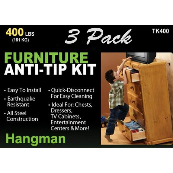 Anti-Tip Kit to Prevent Furniture Falling-Steel (TK-400-3) - Walmart.com