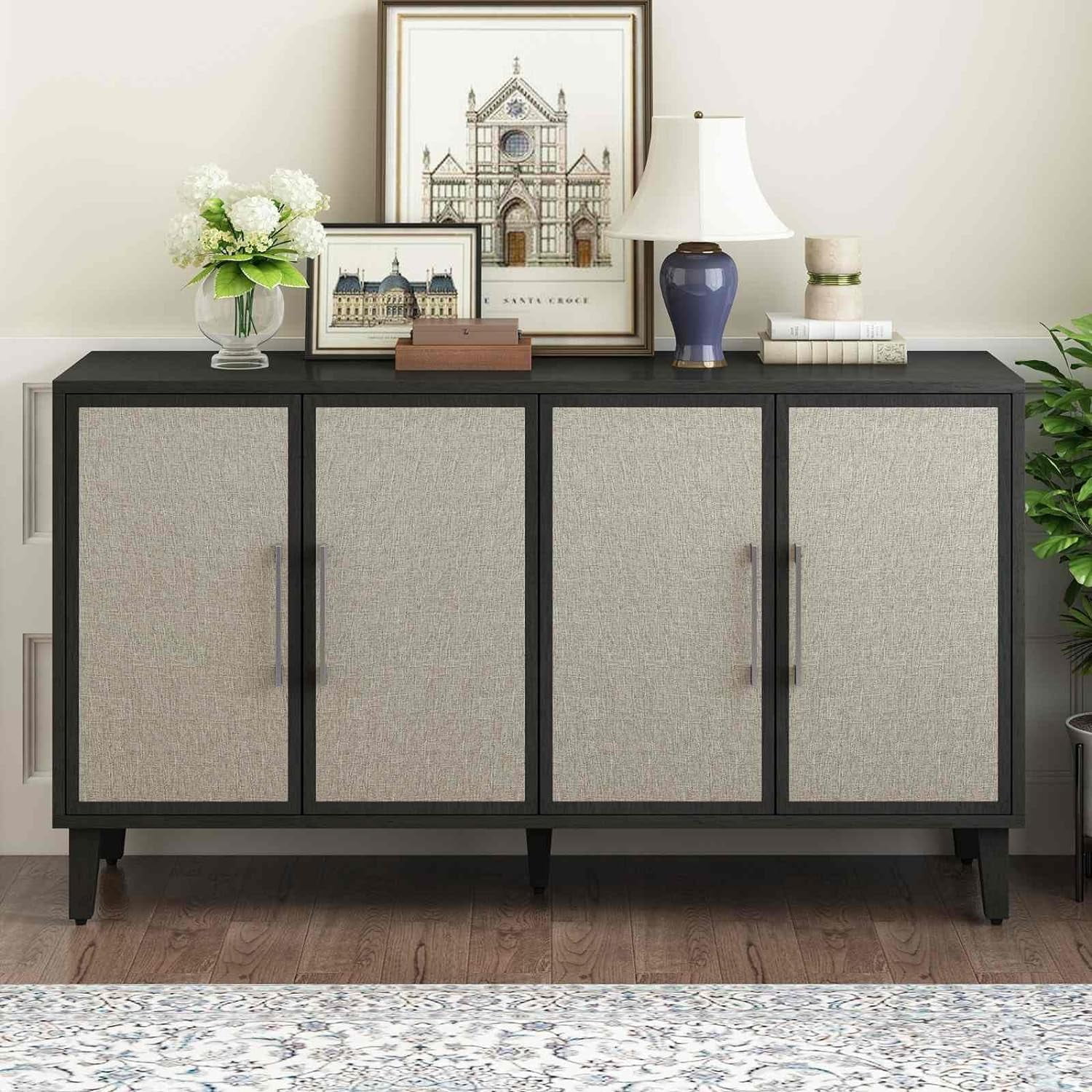 Anti-Tipping MDF Storage Cabinet with Pine Feet and Adjustable Shelf ...