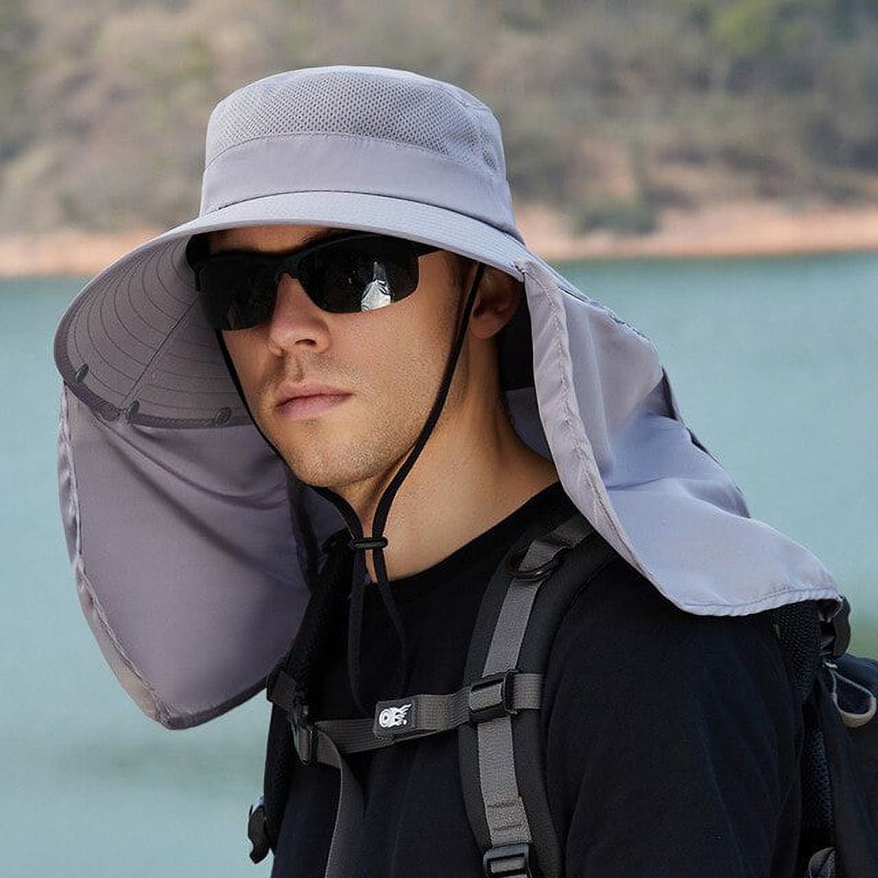 Anti-UV Face Neck Protection Breatha Bucket Hats Unisex Sun Hat with ...