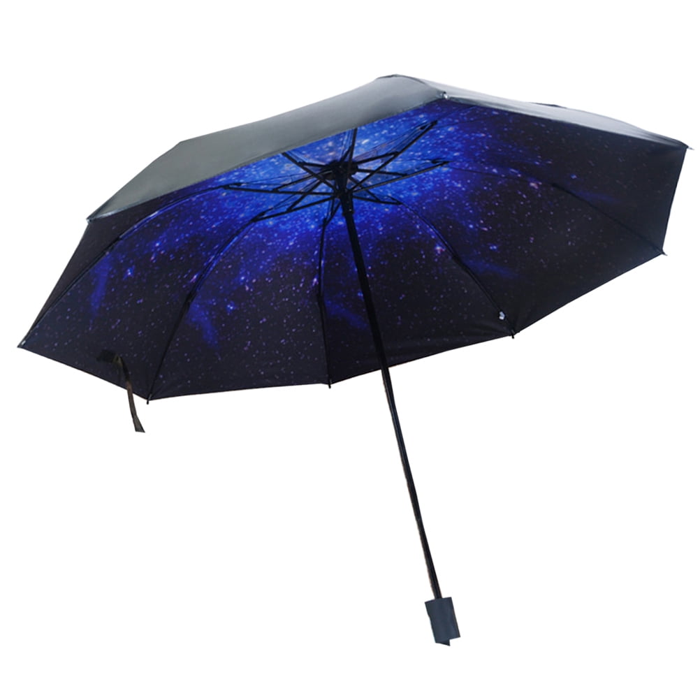 Anti-UV Sun Rain Windproof Parasols Starry Sky 3 Folding Umbrella ...