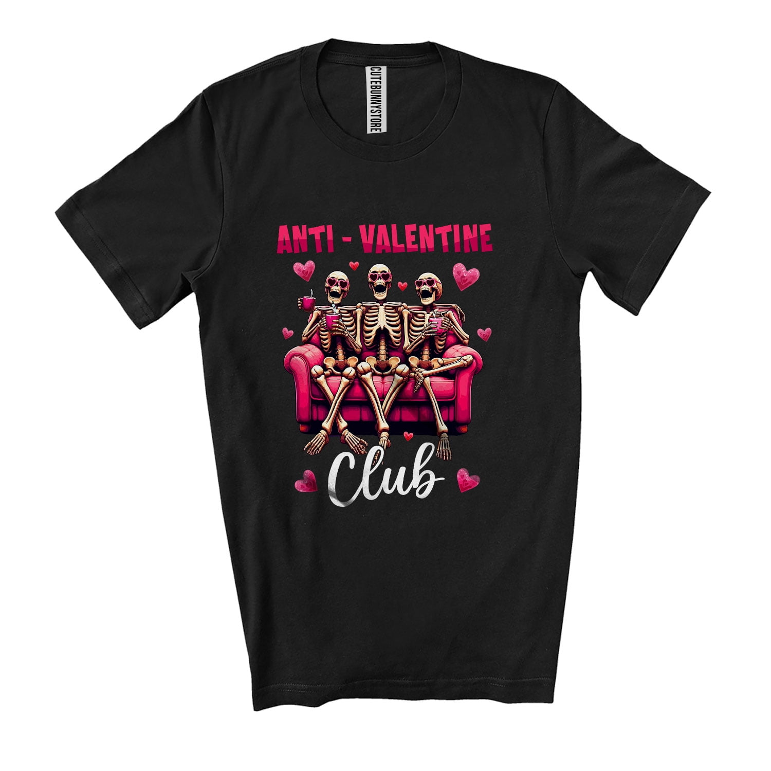 Anti-Valentine Club; Humorous Single Valentine Three Skeleton Squad ...