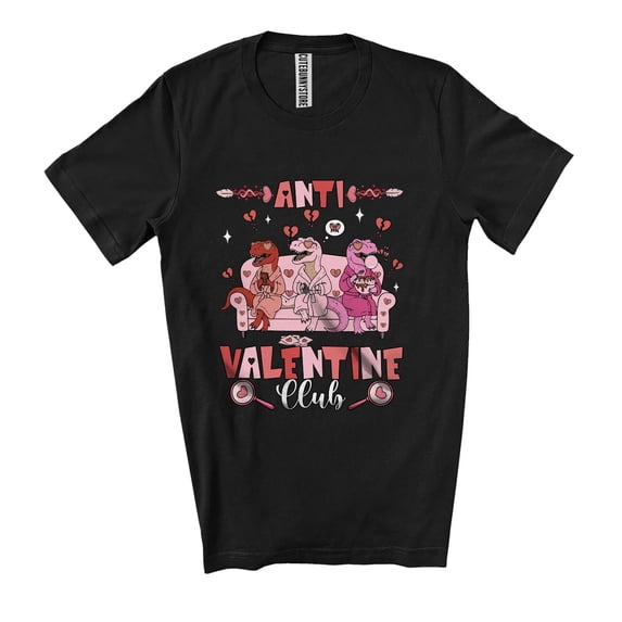Anti Valentine Club; Humorous Valentine's Day Three Pink T-Rex Dinosaur ...