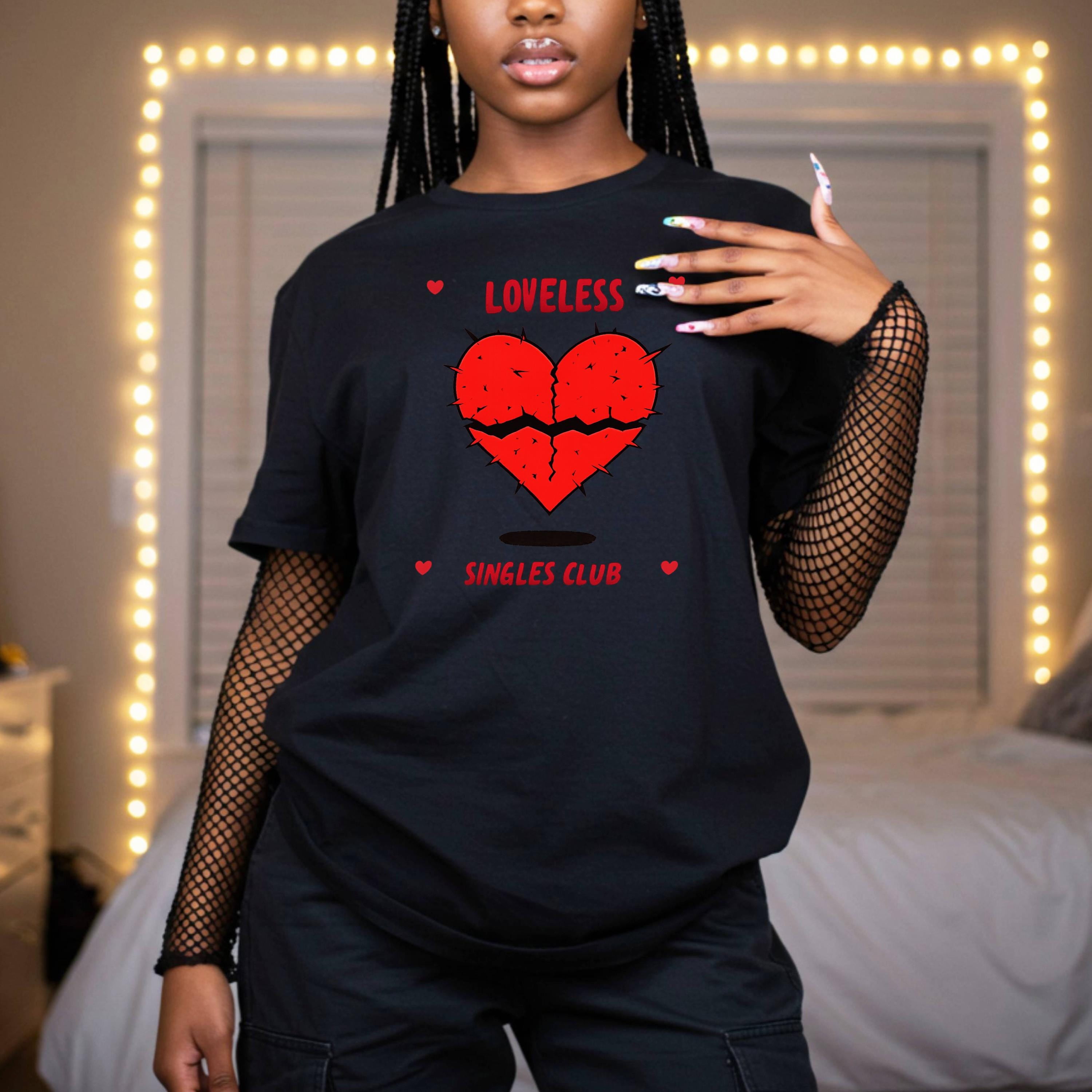 Anti Valentine Goth T-Shirt Anti Love Club Broken Heart Tee - Walmart.com