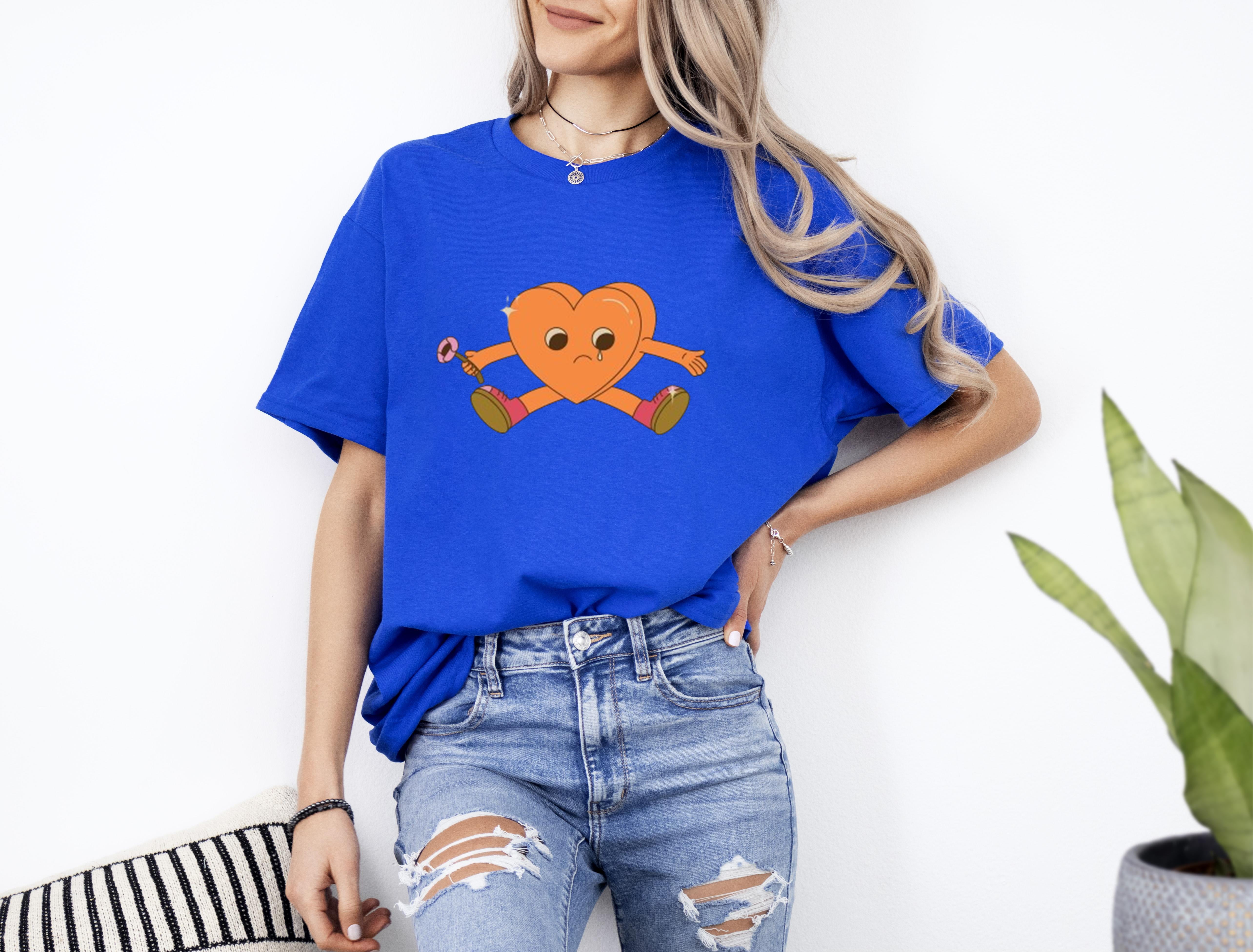 Anti-Valentine's Day Sad Heart Character T-Shirt – Playful & Relatable ...