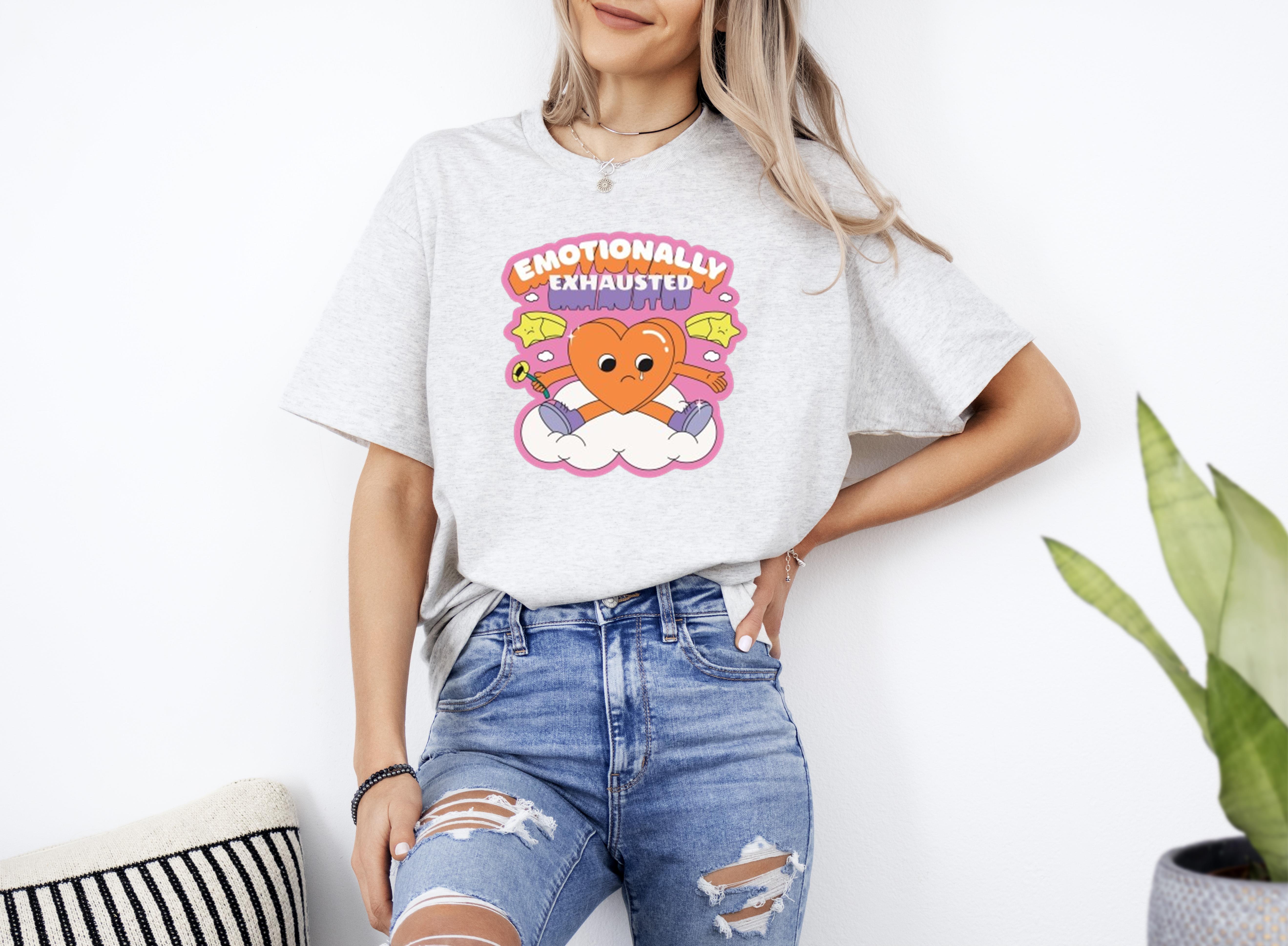 Anti-Valentine's Emotionally Exhausted Color Stroke T-Shirt – Relatable ...