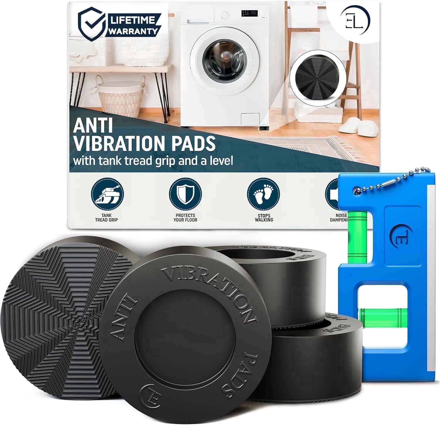 Anti-Vibration Pads for Washing Machine, 4-Pack with Tank Tread Grip ...