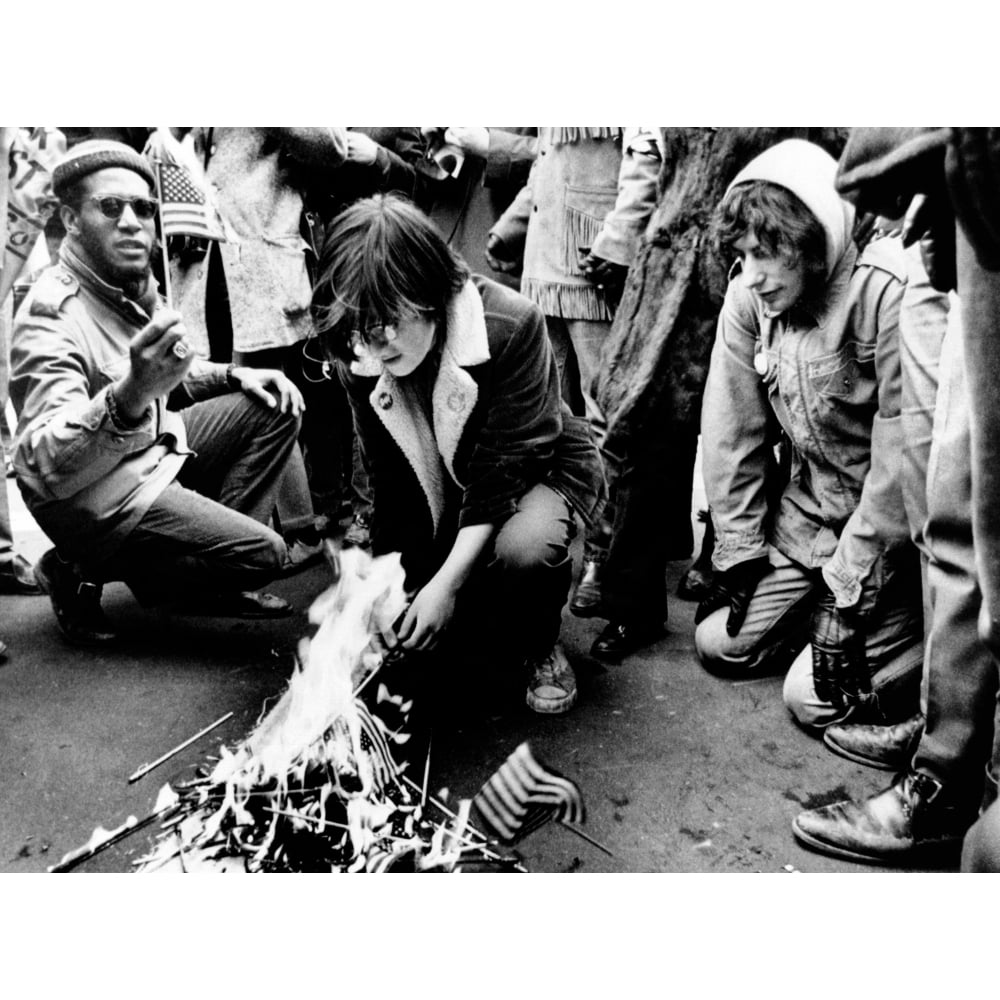 Anti-War Demonstrators Burn Small Souvenir American Flags Along The ...