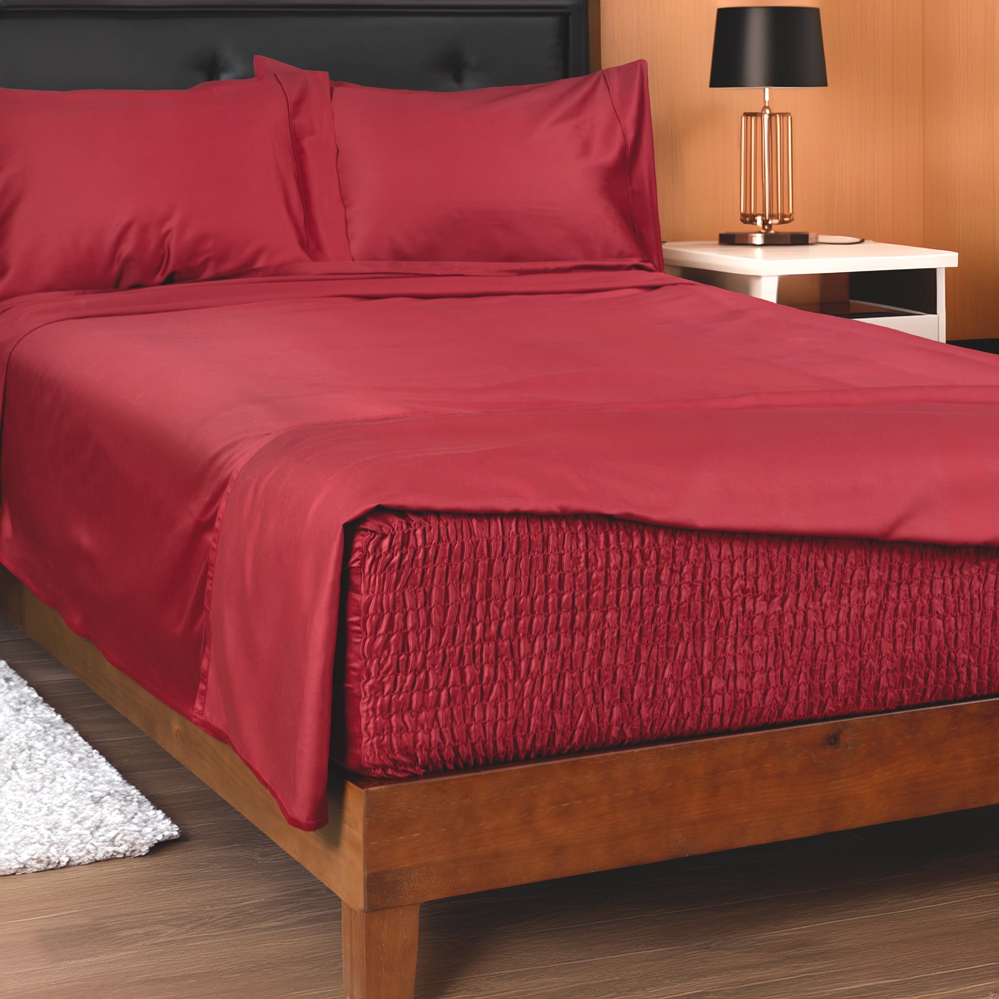 BedTite Microfiber Queen Size Deep Pocket Burgundy Sheet Set - Walmart.com