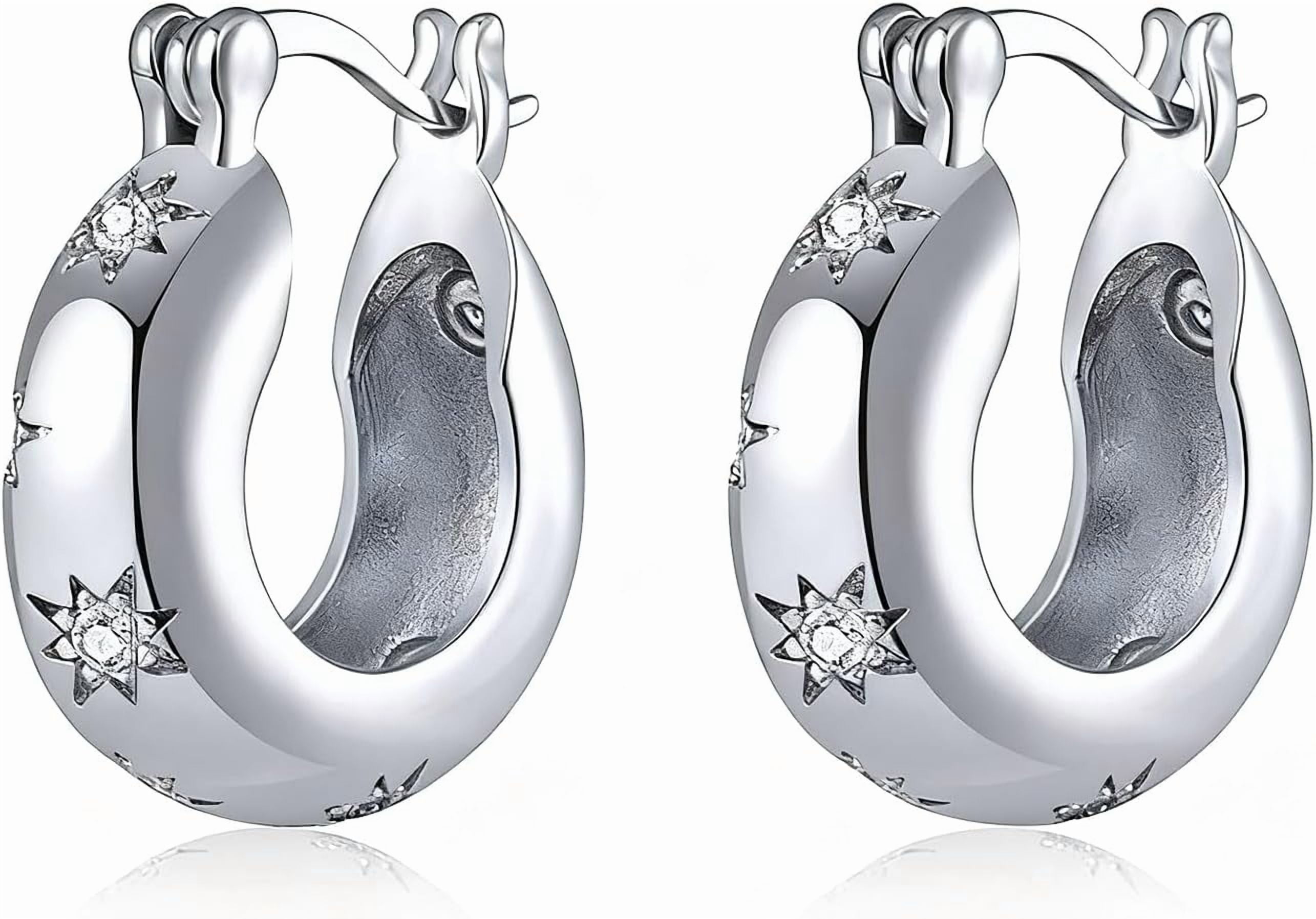 Anti-allergy white gold color micro-set zirconia copper earrings women ...