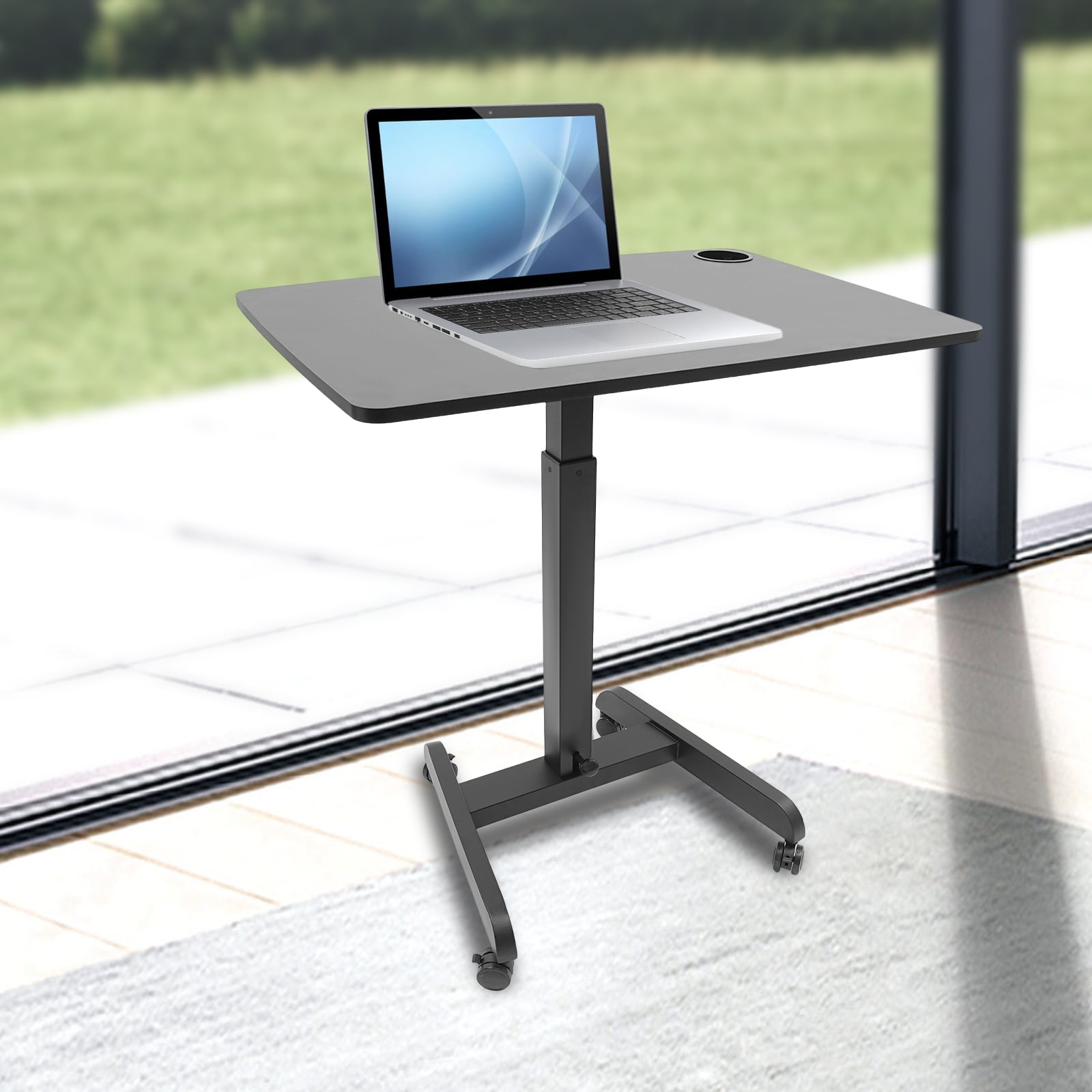 Anti-bump Rounded Corners Modern Black Mobile Standing Desk, Standing ...