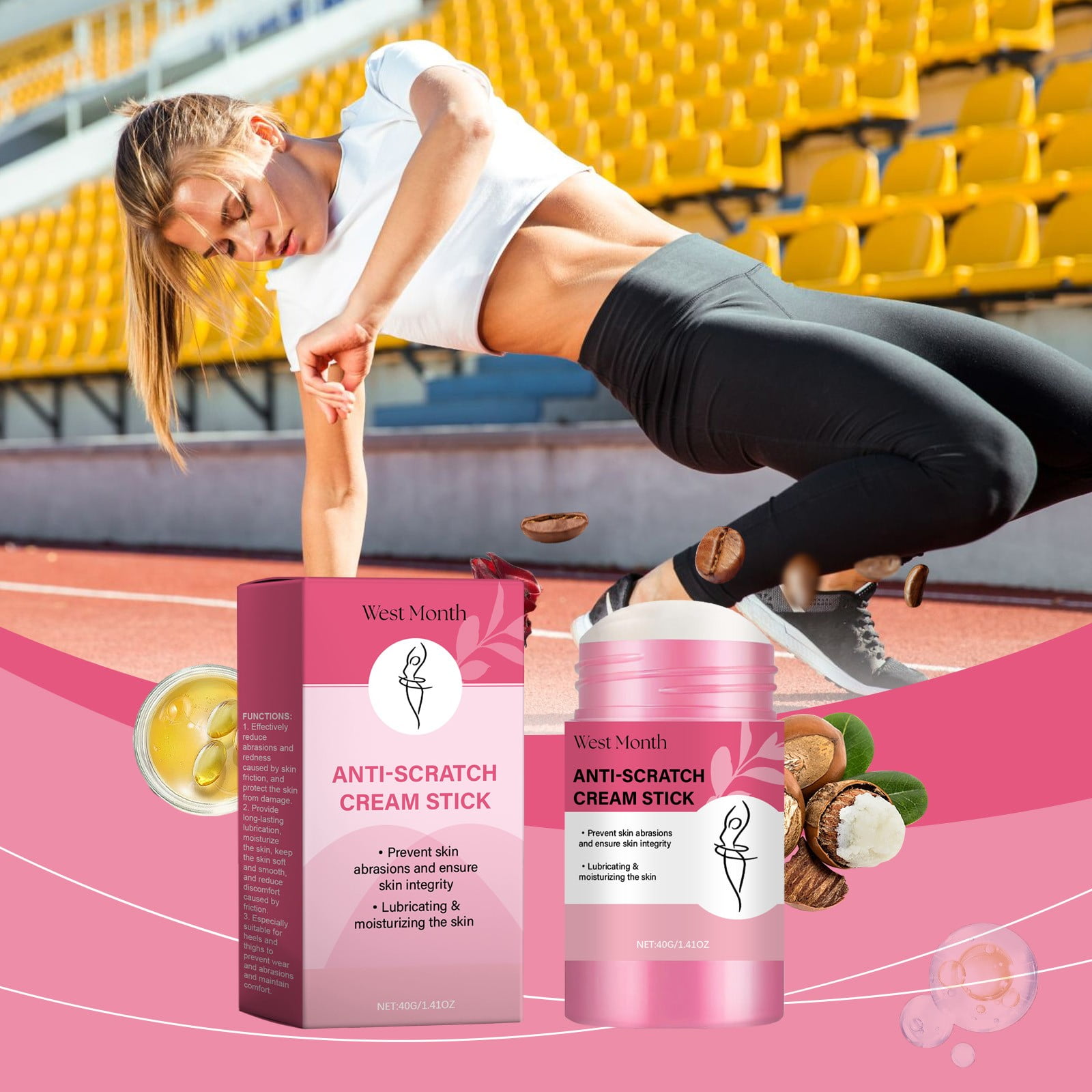 Anti-chafing stick, anti-chafing balm, reduces friction and skin ...