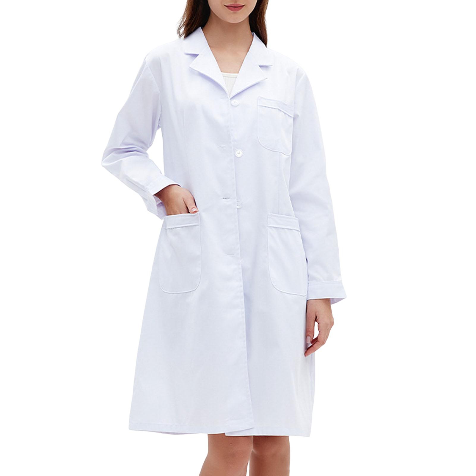 Anti-dirty White Coat Anti-fouling Doctor Coat White Long-sleeved V ...