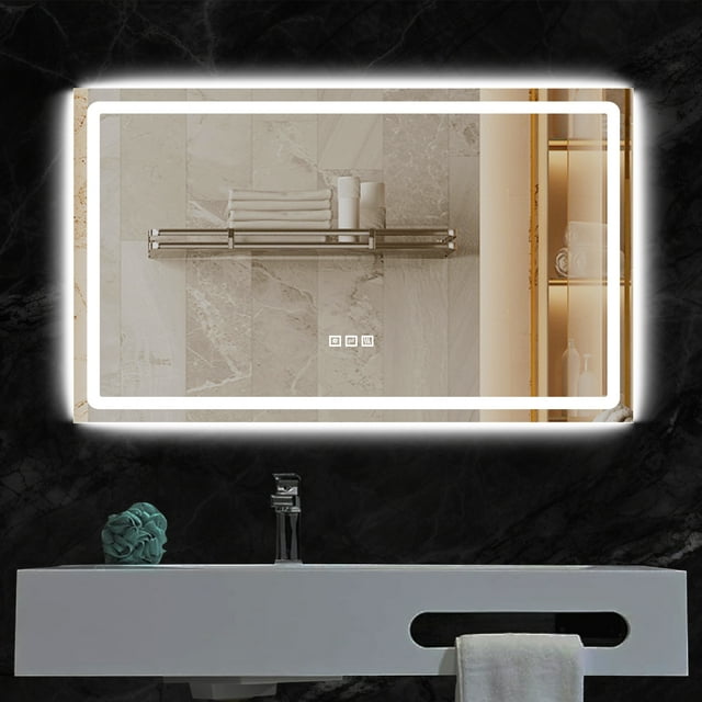 Anti-fog Wall Mounted Lighted Vanity Mirror LED Bathroom Mirror Anti ...