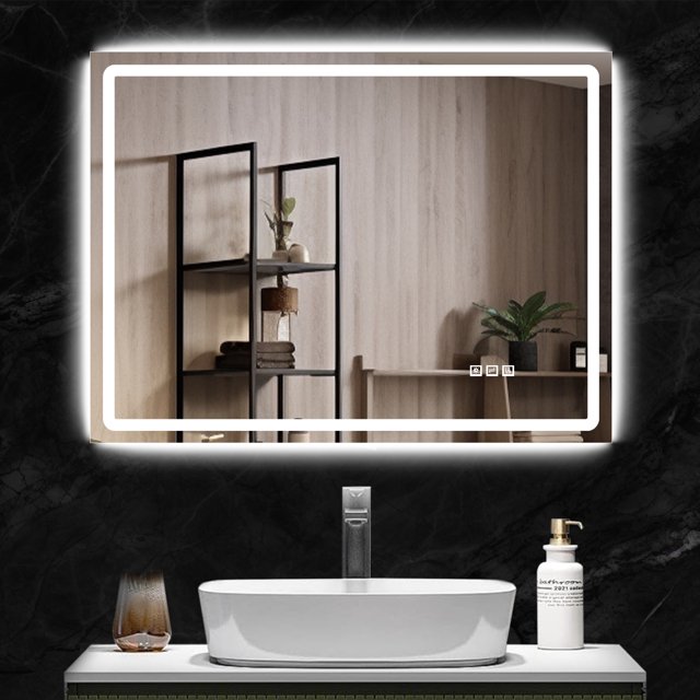 Anti-fog Wall Mounted Lighted Vanity Mirror LED Bathroom Mirror Anti ...