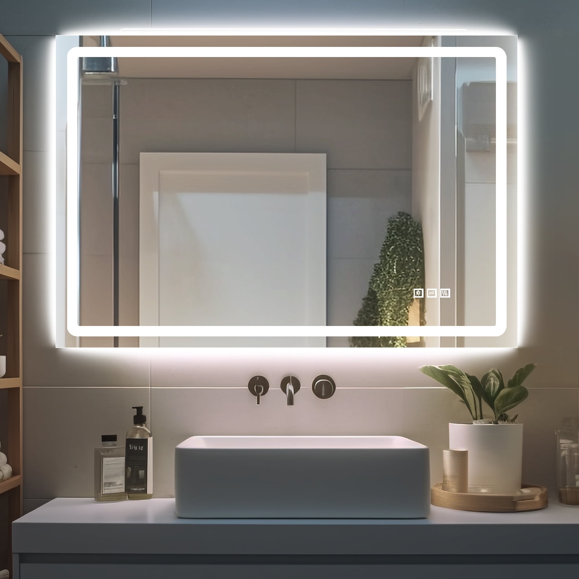 Anti-fog Wall Mounted Lighted Vanity Mirror LED Bathroom Mirror Anti ...