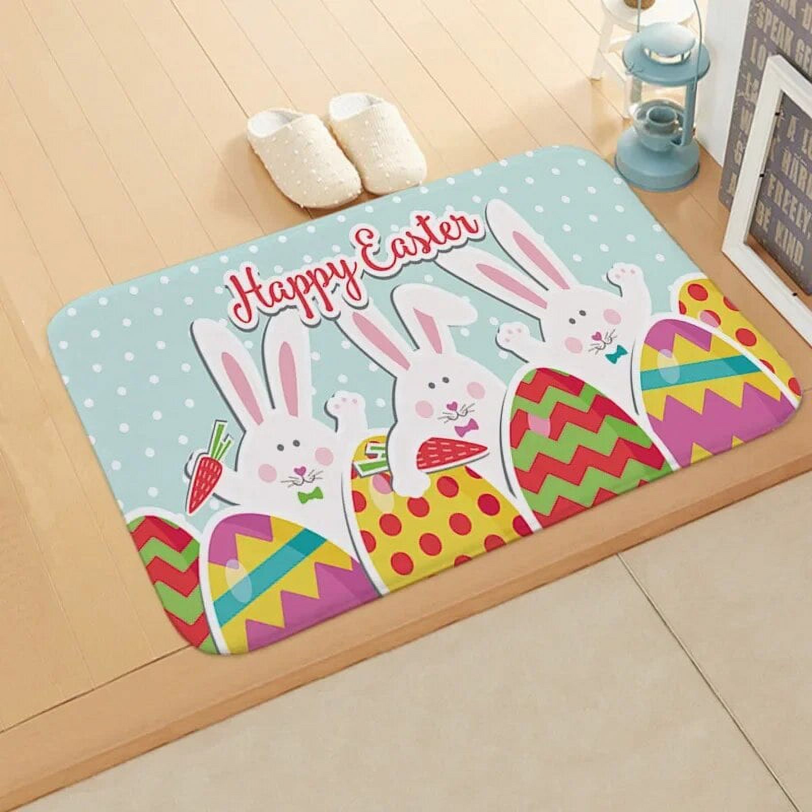 Anti-slip Easter Thanksgiving Rabbit Egg Printed Entrance Doormat Soft ...