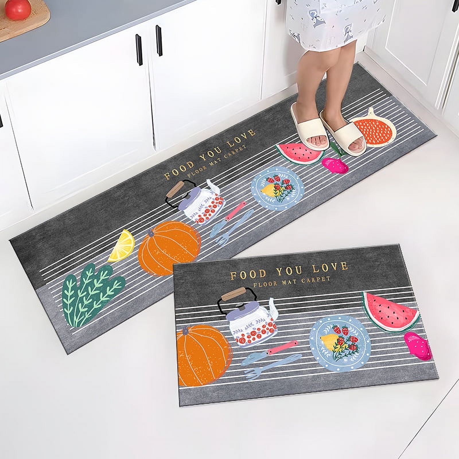 Anti-slip Kitchen Floor Mat Tableware Pattern Entrance Doormat Bathroom ...