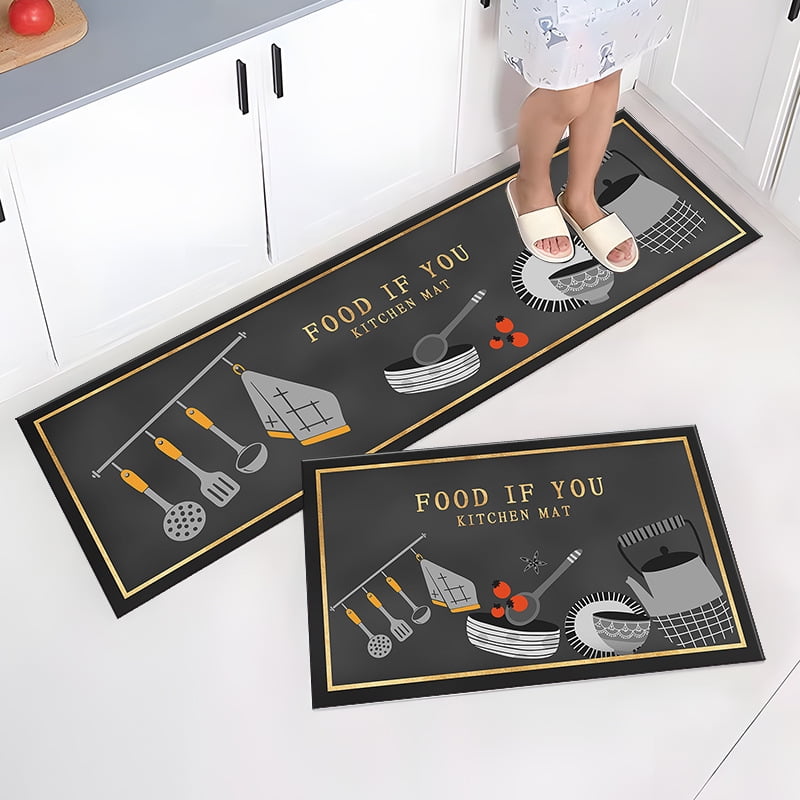 Anti-slip Kitchen Floor Mat Tableware Pattern Entrance Doormat Bathroom ...