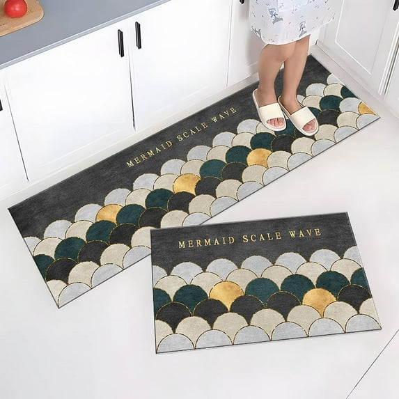 Anti-slip Kitchen Floor Mat Tableware Pattern Entrance Doormat Bathroom ...